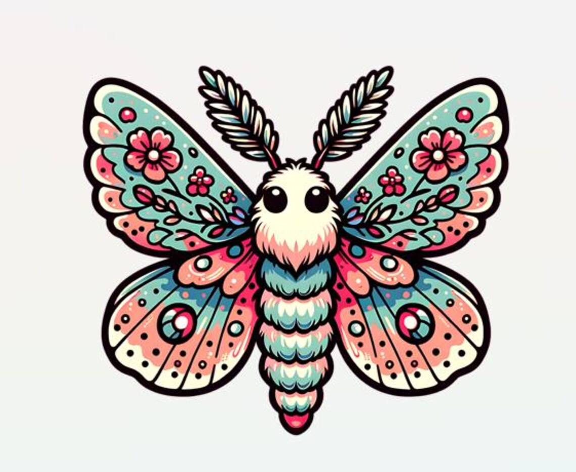 Fairycore Floral Moth PNG Digital Download Graphic - Etsy