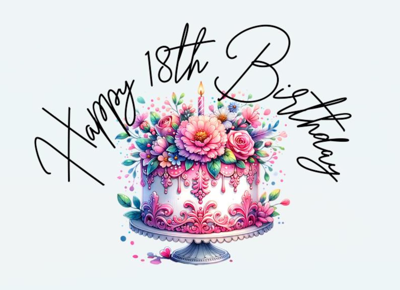 Happy 18th Birthday Cake PNG Digital Download Graphic Happy 18th ...