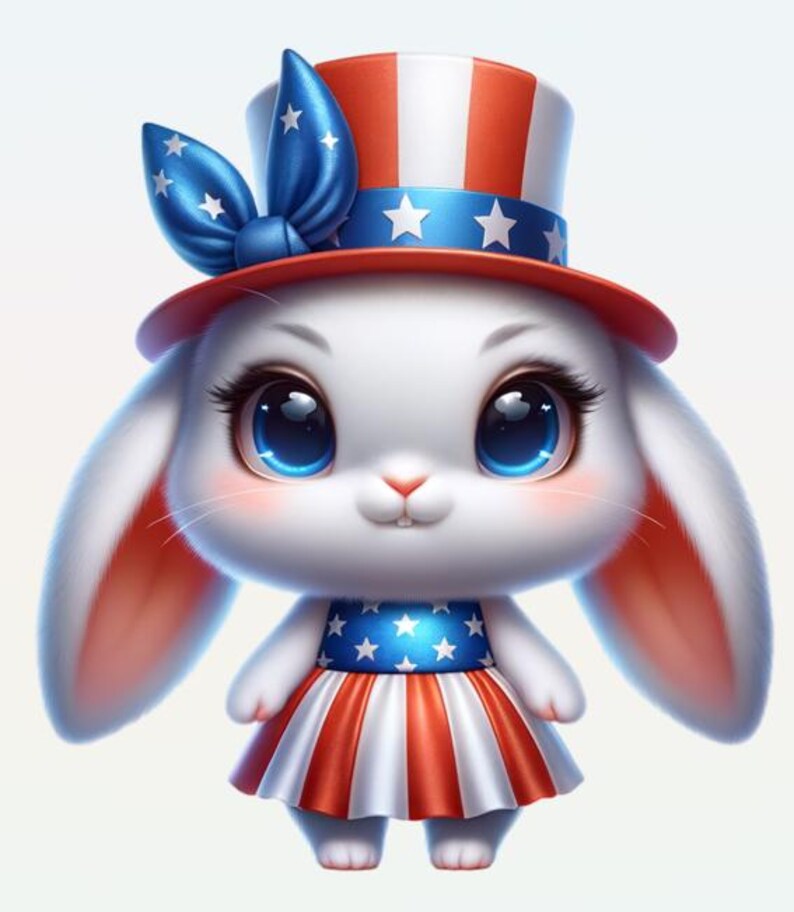 Independence Day Patriotic Bunny PNG Digital Download File Cute Bunny ...