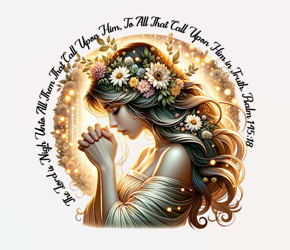 Faith Based Clip Art | Praying Woman PNG Digital Graphic | Bible Verse ...