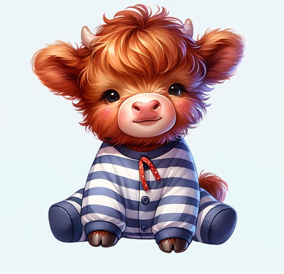 Baby Highland Cow in Pajamas PNG Digital Download Graphic Barnyard ...