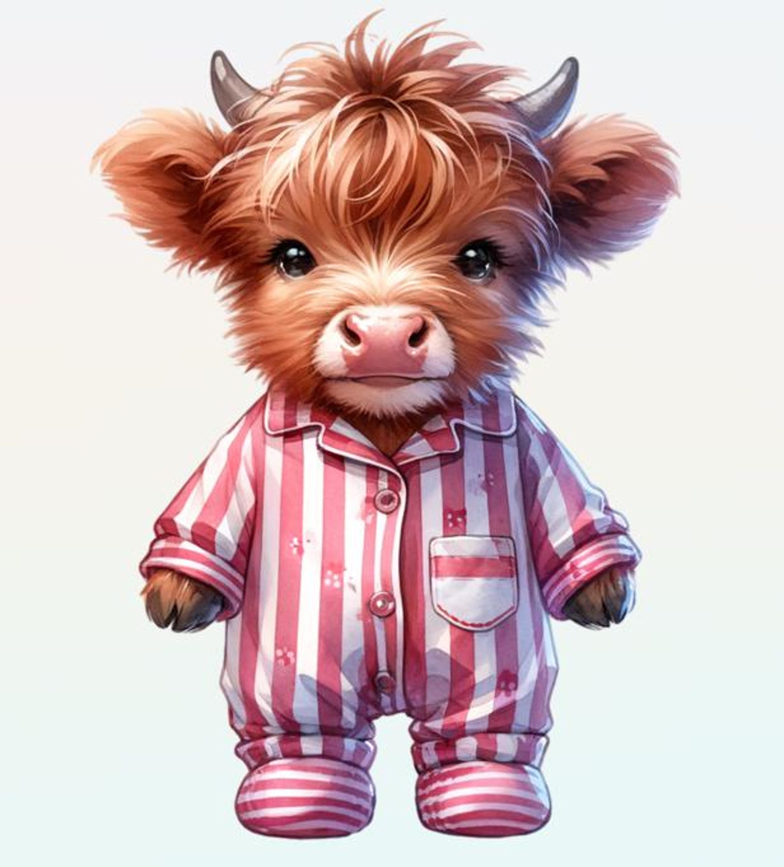 Baby Highland Cow in Pajamas PNG Digital Download Graphic Barnyard ...