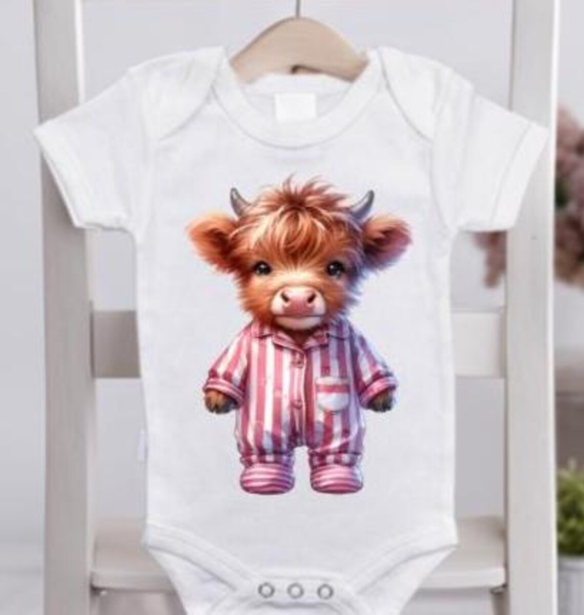 Baby Highland Cow in Pajamas PNG Digital Download Graphic Barnyard ...
