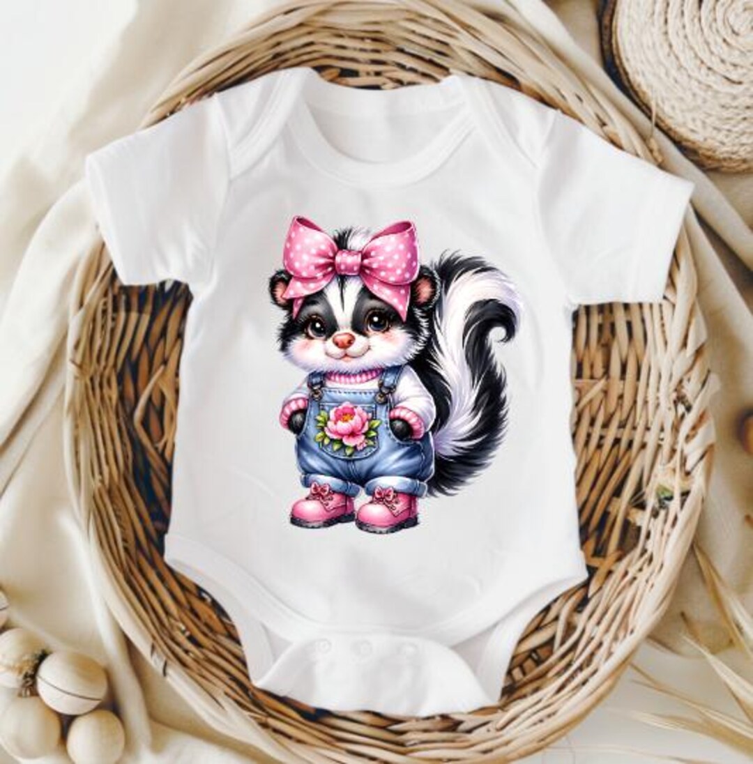 Baby Skunk Denim Overalls PNG Graphic Baby Skunk Floral Skunk ...