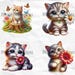 Cute Cat Spring Clipart Bundle Kitten Cute Flower Clipart Spring Cat ...