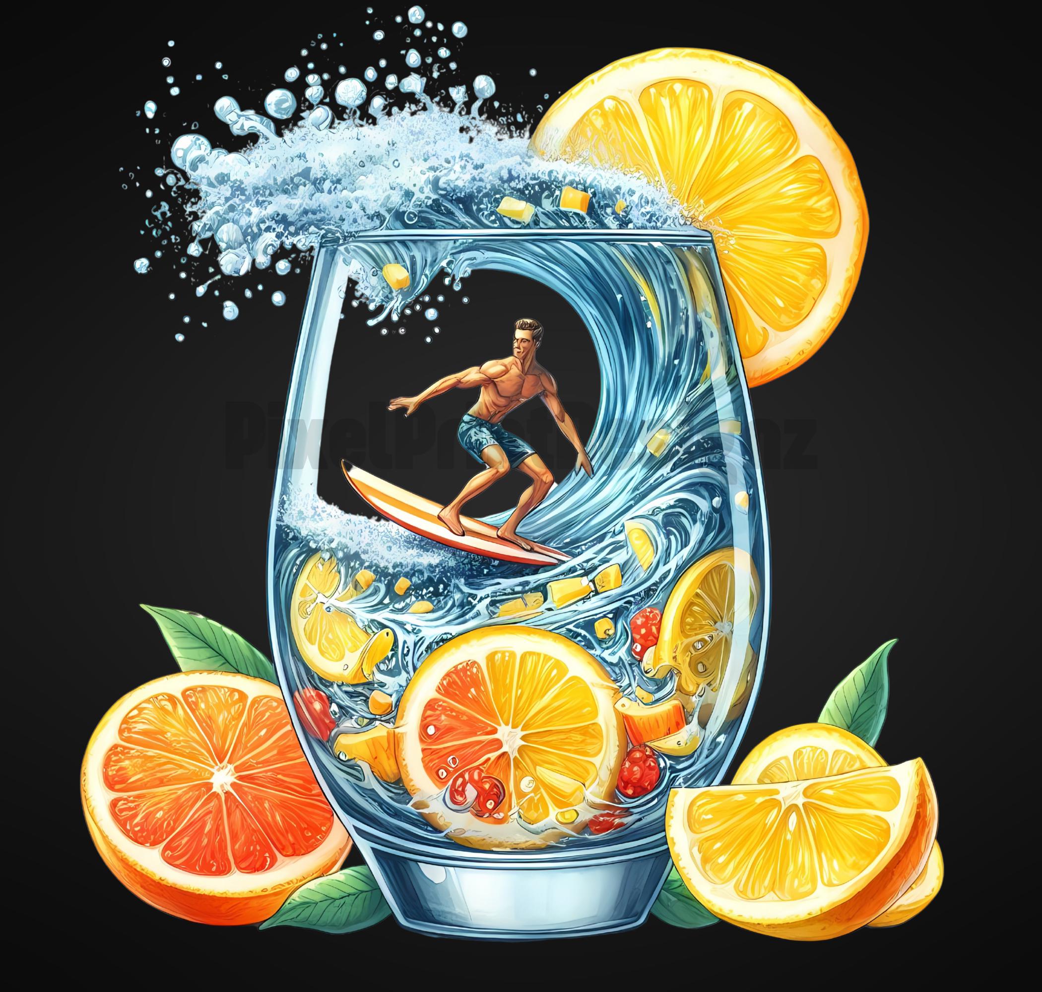 Surfing Summer Cocktails Clipart Bundle, Watercolor Drinks Graphic ...