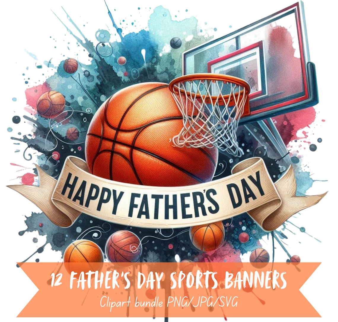 Fathers Day Sports Banners Clipart Bundle, Watercolor Transparent ...