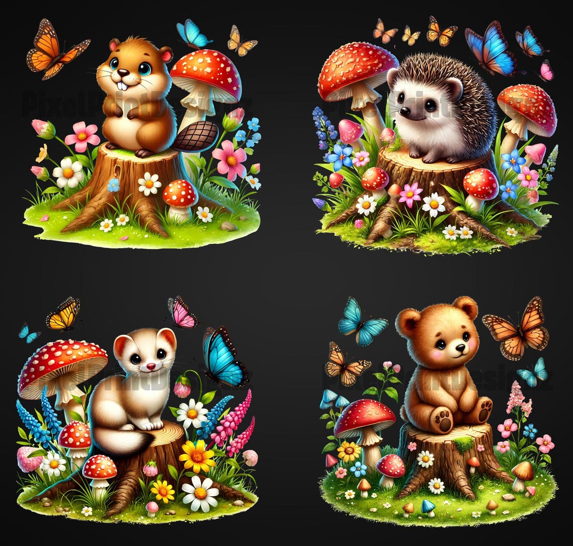 Cute Spring Animal Clipart Bundle Spring Animal Watercolor Graphic ...