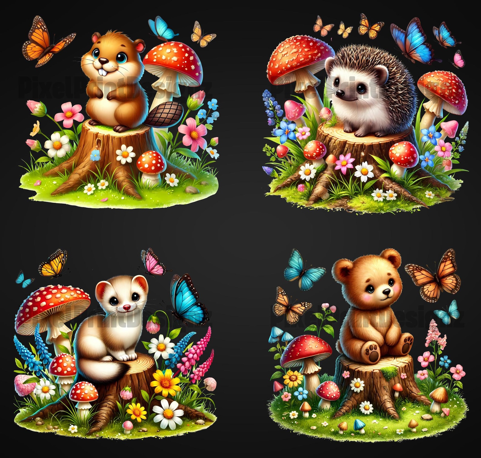Cute Spring Animal Clipart Bundle Spring Animal Watercolor Graphic ...