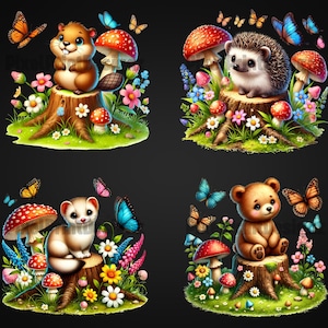 Cute Spring Animal Clipart Bundle Spring Animal Watercolor Graphic ...