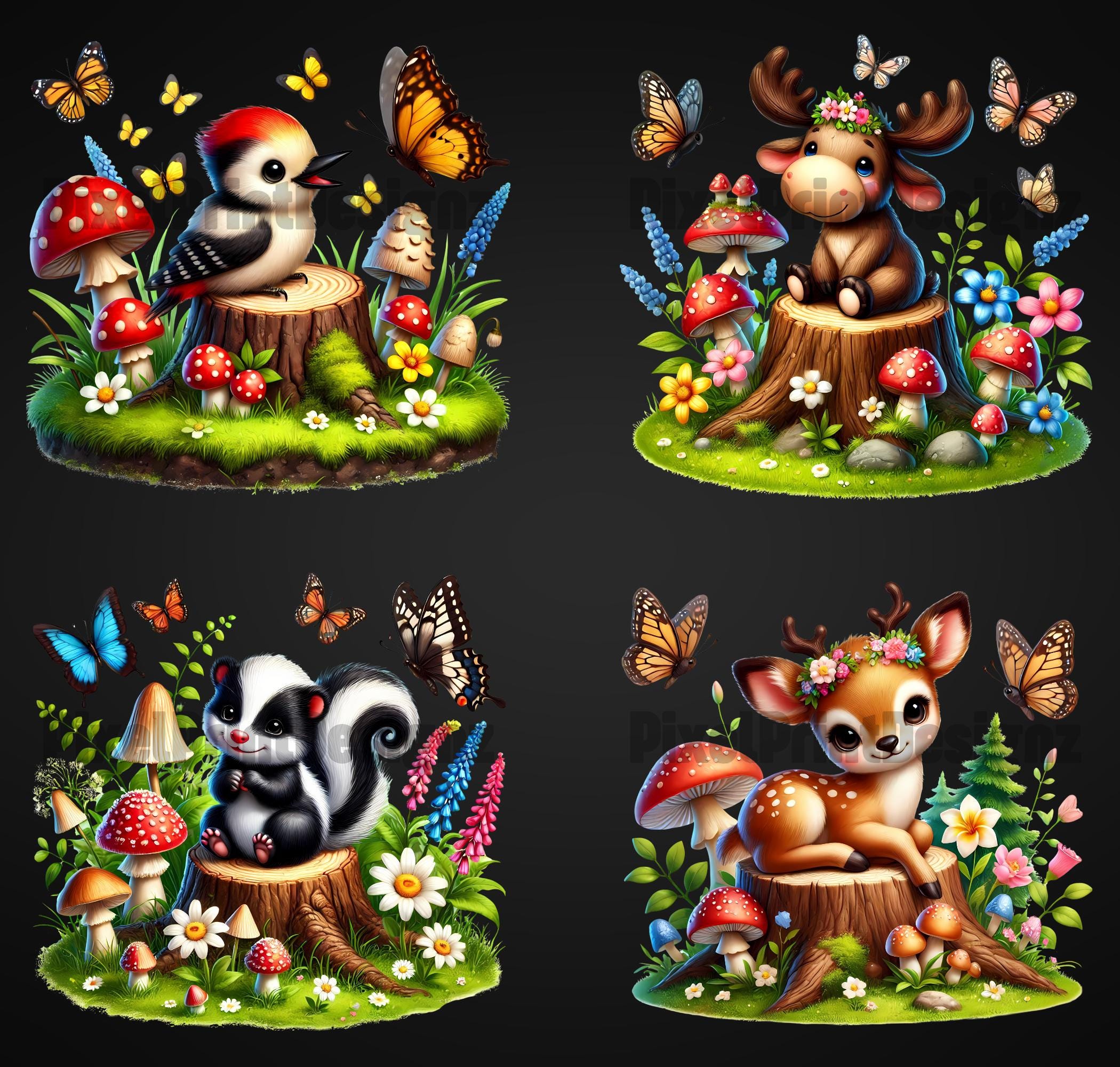 Cute Spring Animal Clipart Bundle Spring Animal Watercolor Graphic ...