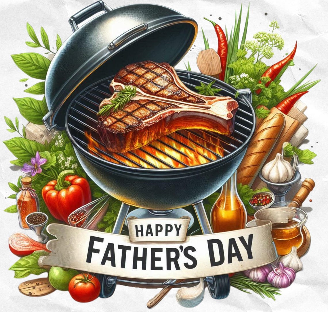 Happy Fathers Day Grills Clipart Bundle, Barbecue Watercolor Graphics ...