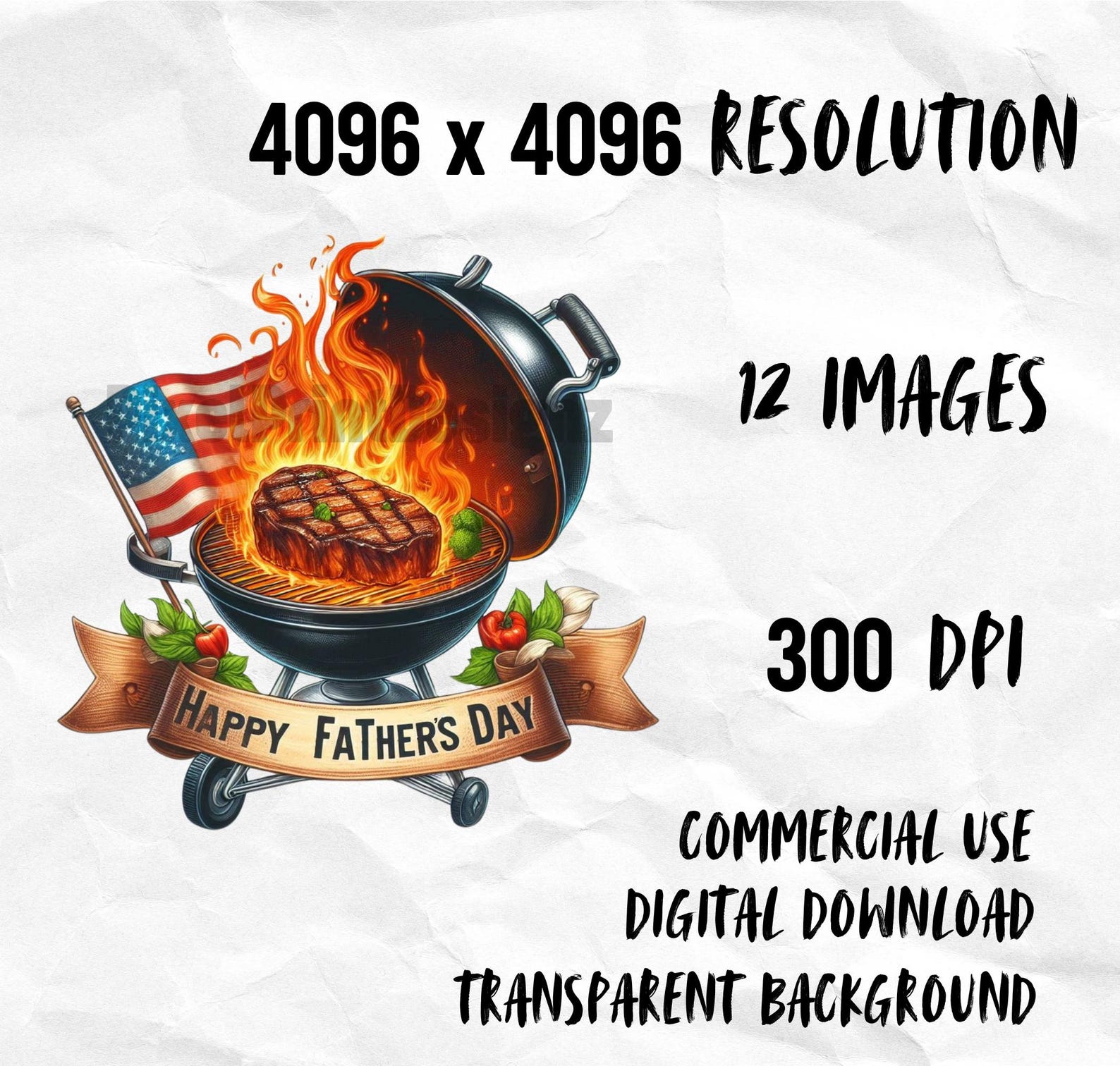 Happy Fathers Day Grills Clipart Bundle, Barbecue Watercolor Graphics ...