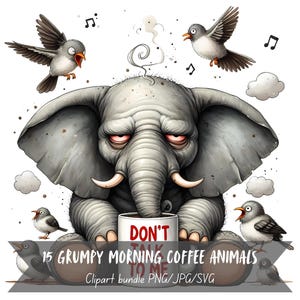 Relatable Morning Clipart Animal Grumpy Graphic Funny Office Clipart ...