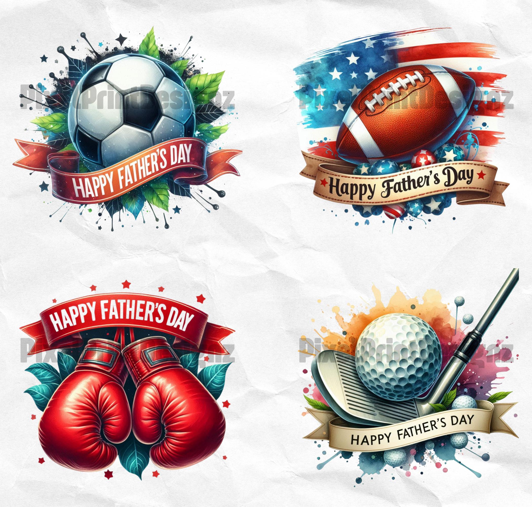 Fathers Day Sports Banners Clipart Bundle, Watercolor Transparent ...