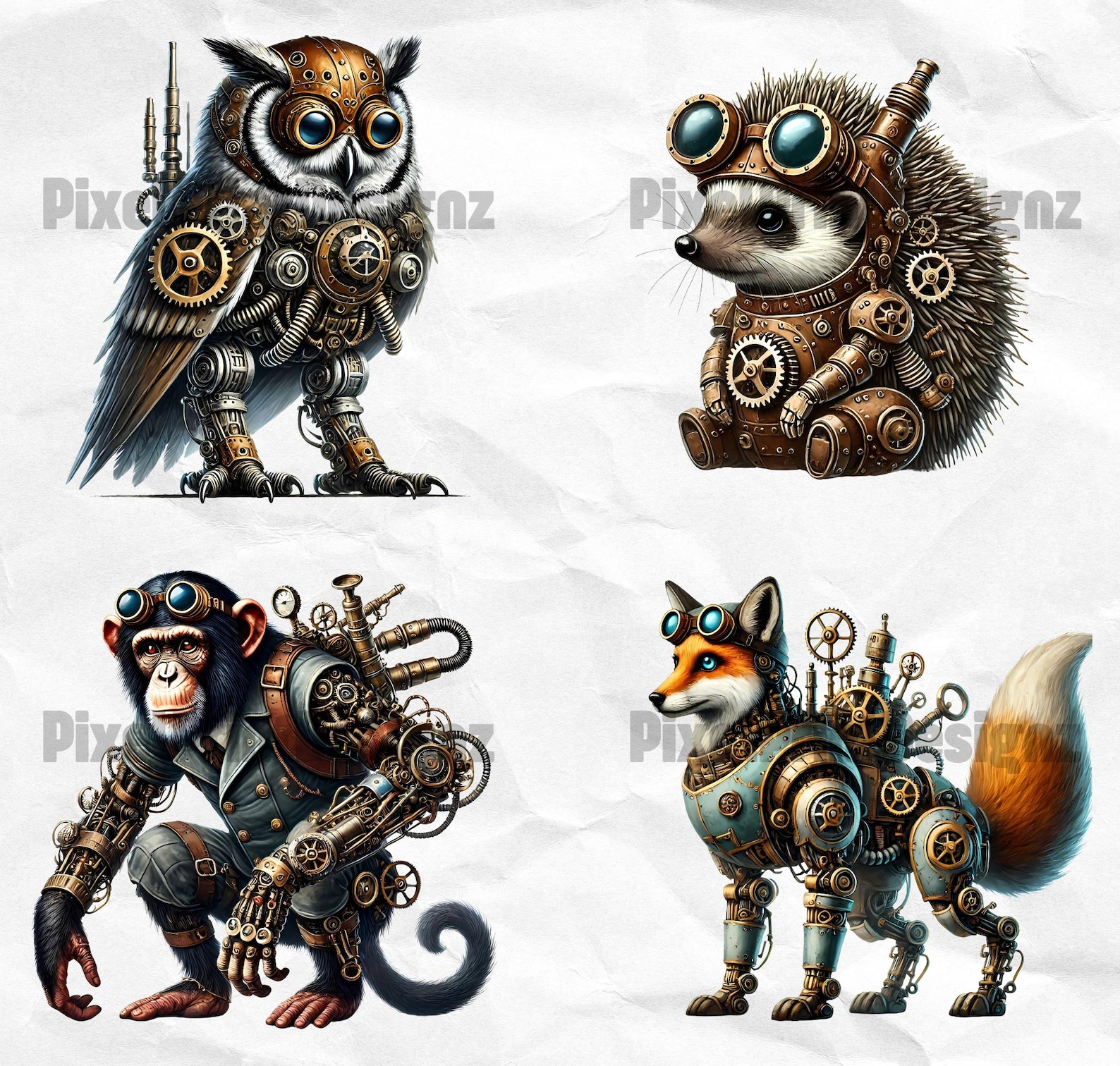 Steampunk Animal Clipart Steampunk Animal Graphics for Print Animal for ...