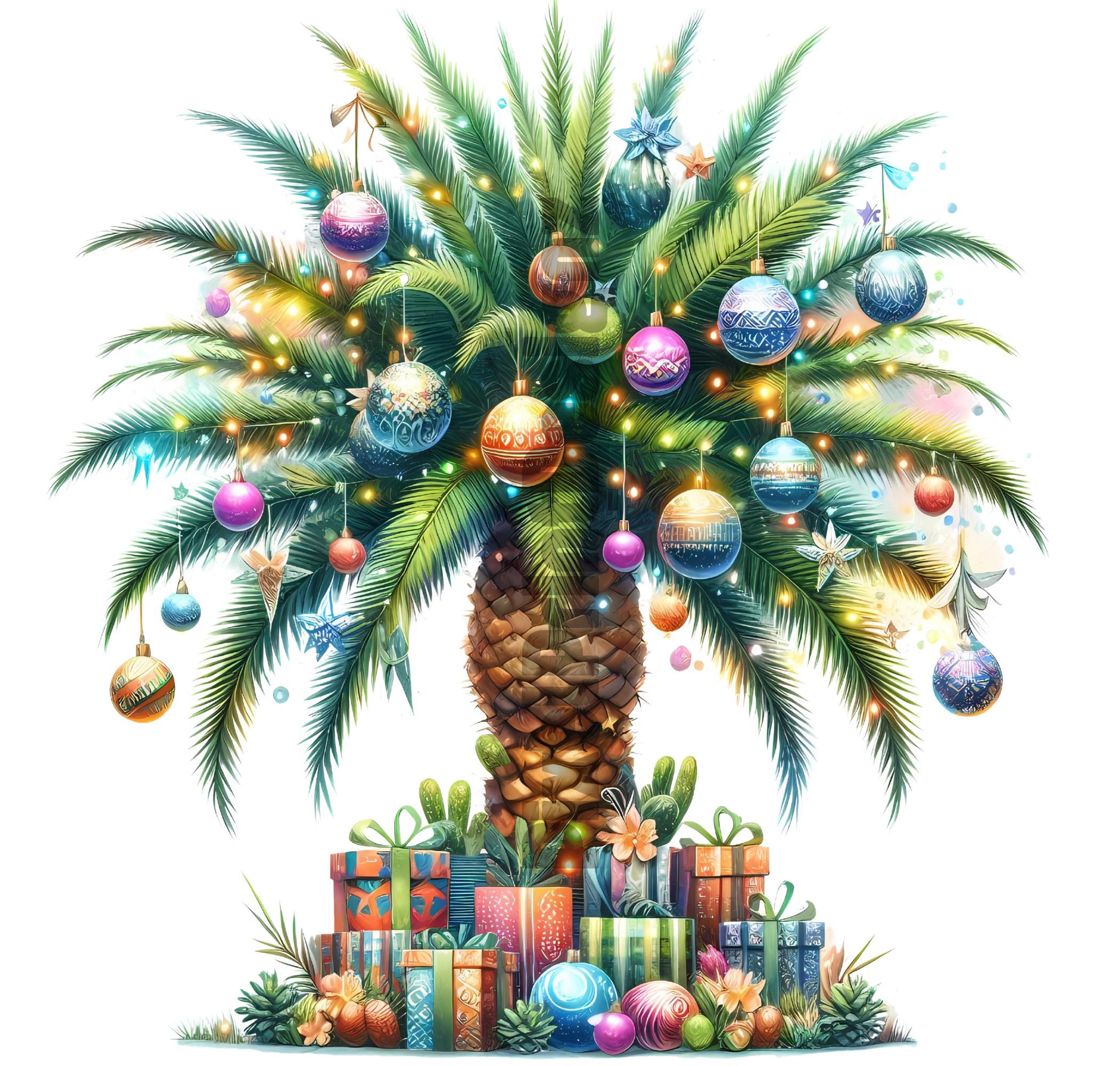 Southern Christmas Clip Art Bundle, Watercolor Images, Transparent ...