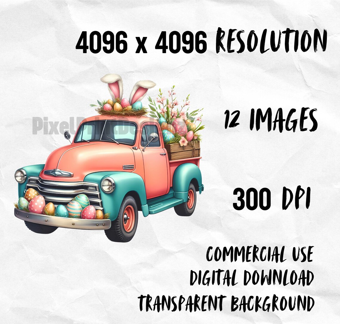 Easter Pickuptruck Clipart Bundle Truck Easter Clipart Easter Bunny Car ...