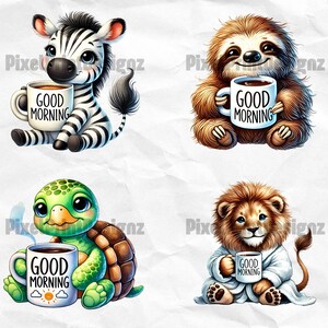 Cute Coffee Animal Clipart Bundle Coffee Graphics Funny Relatable Clip ...