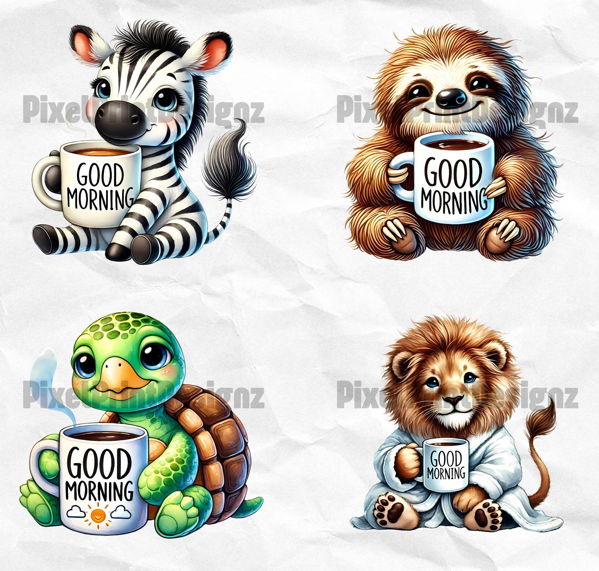 Cute Coffee Animal Clipart Bundle Coffee Graphics Funny Relatable Clip ...