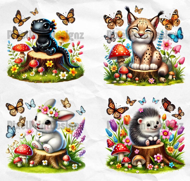 Cute Spring Animal Clipart Bundle Spring Animal Watercolor Graphic ...