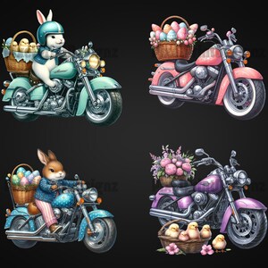 Easter Motorcycle Clipart Bundle, Easter Bunny Biker Graphics, Easter ...