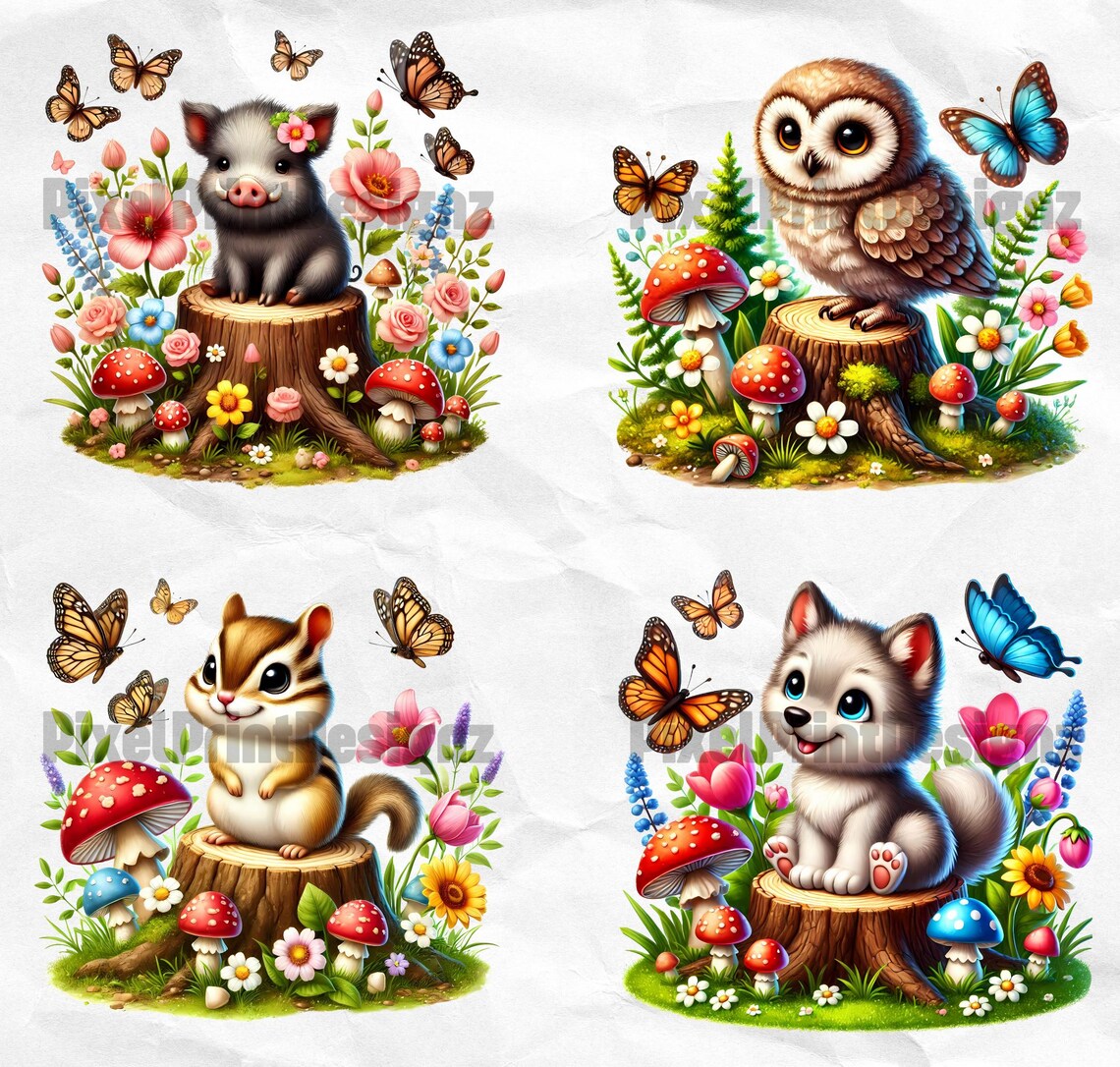 Cute Spring Animal Clipart Bundle Spring Animal Watercolor Graphic ...