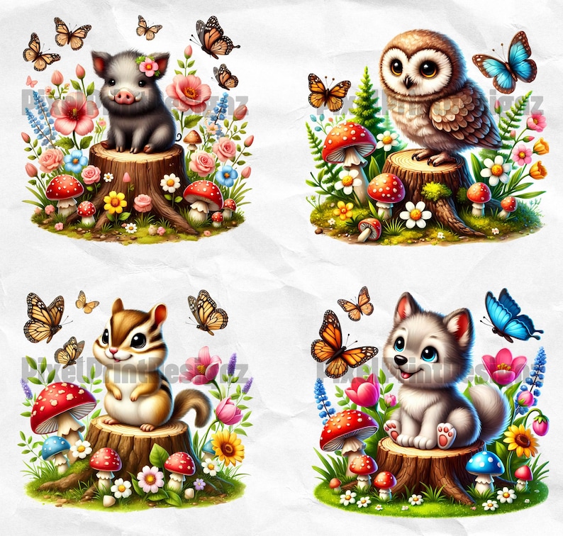 Cute Spring Animal Clipart Bundle Spring Animal Watercolor Graphic ...