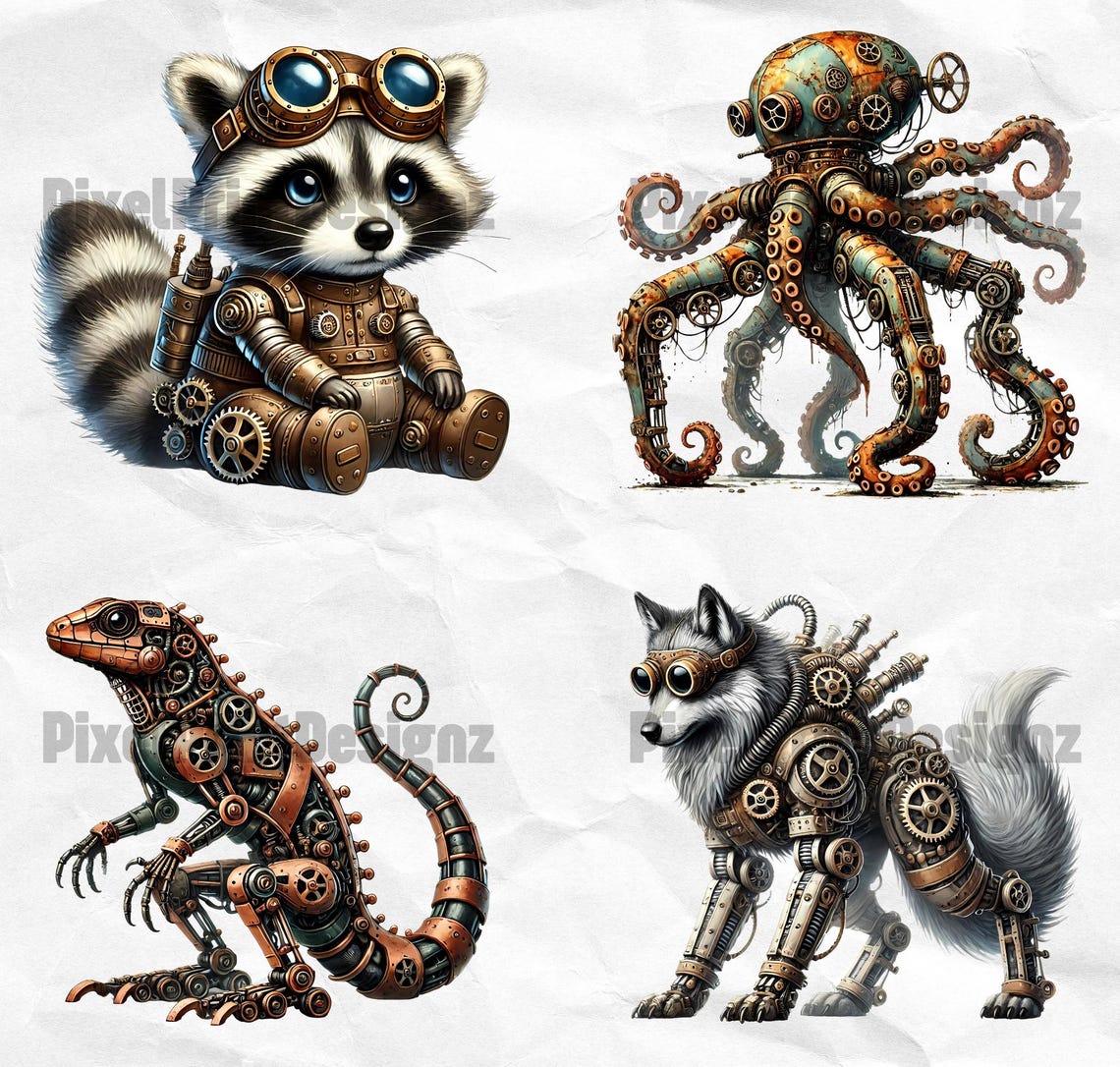 Steampunk Animal Clipart Steampunk Animal Graphics for Print Animal for ...