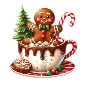 Cute Xmas Gingerbread Clip Art Bundle, Watercolor Images, Transparent ...
