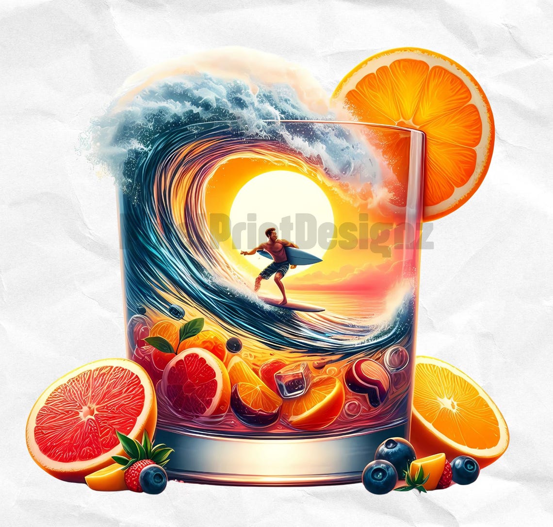 Surfing Summer Cocktails Clipart Bundle, Watercolor Drinks Graphic ...