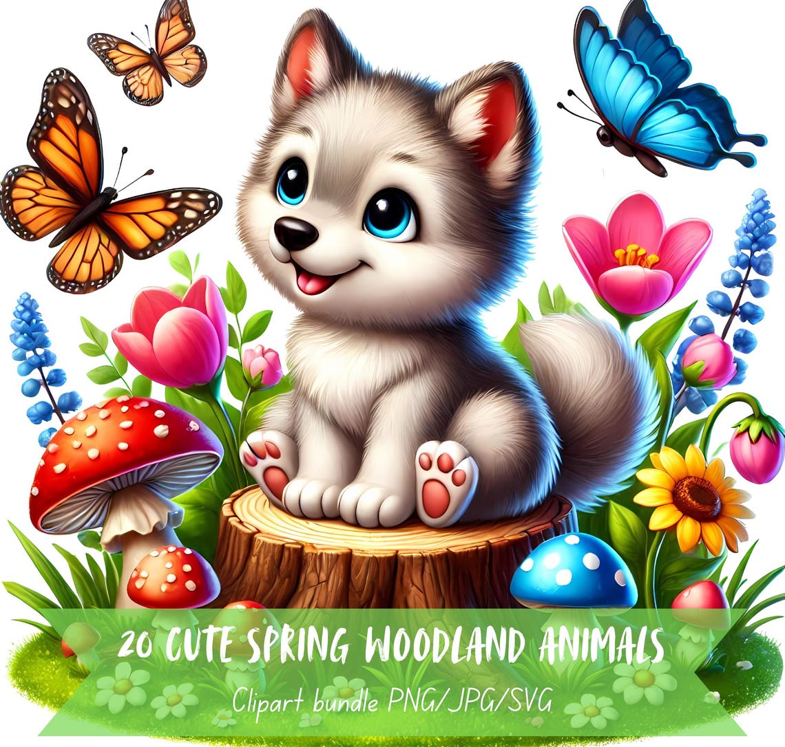 Cute Spring Animal Clipart Bundle Spring Animal Watercolor Graphic ...