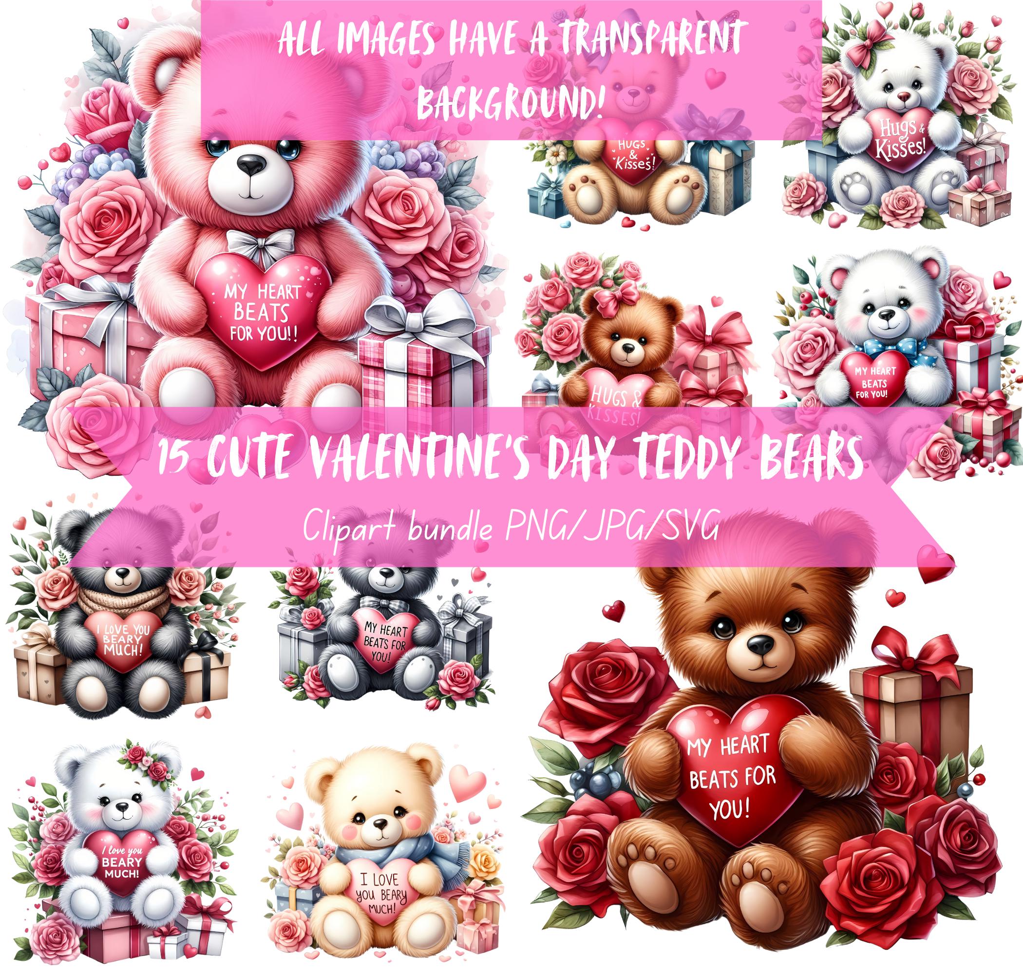 Adorable Valentine Teddy Bear Clipart for Creative Gifts for Valentines ...