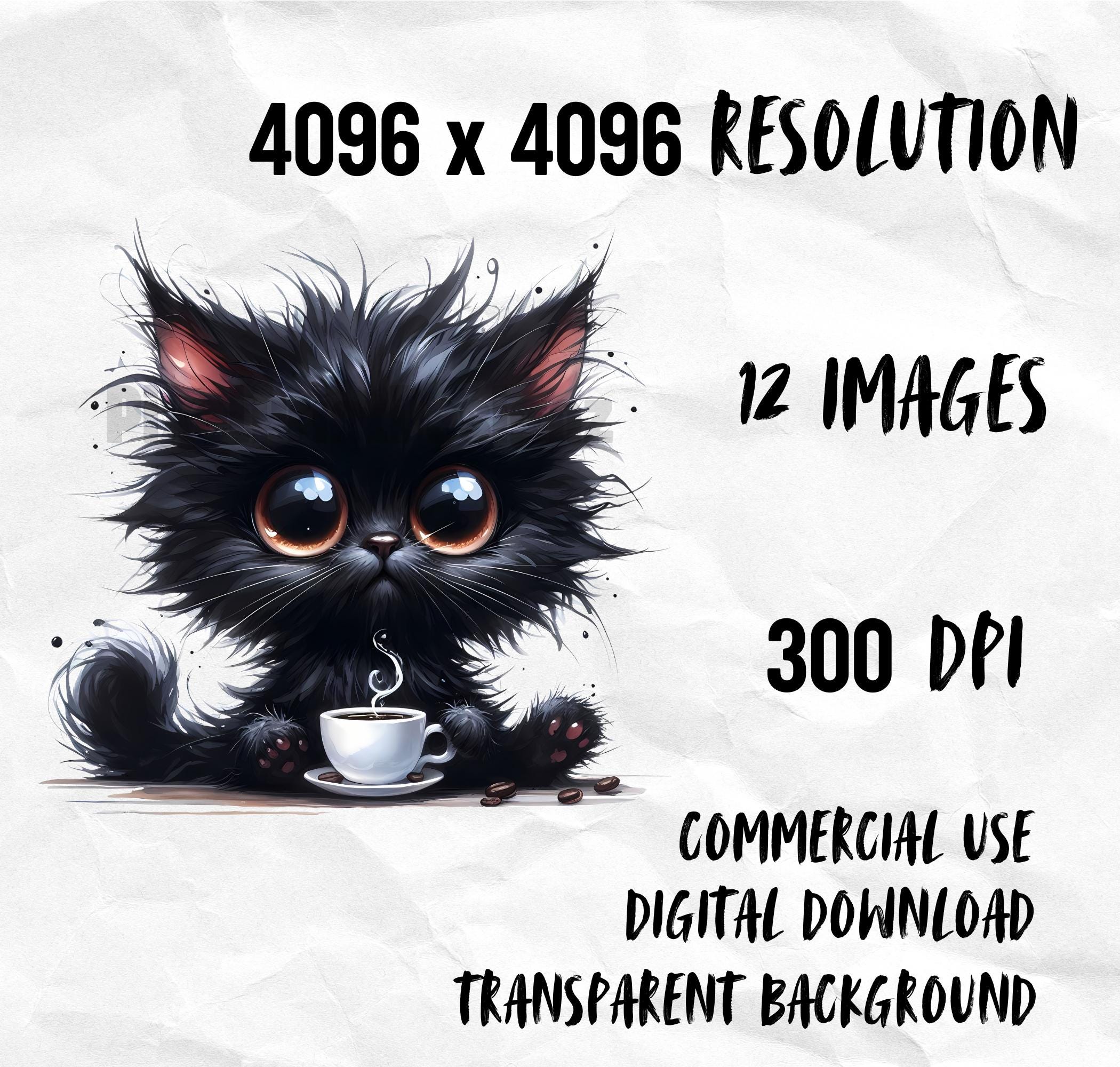 Cute Coffee Cats Clipart Bundle, Adorable Animal Graphics, Watercolor ...