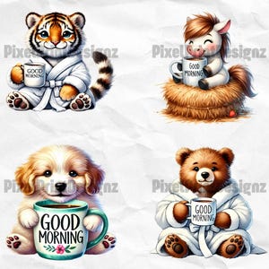 Cute Coffee Animal Clipart Bundle Coffee Graphics Funny Relatable Clip ...