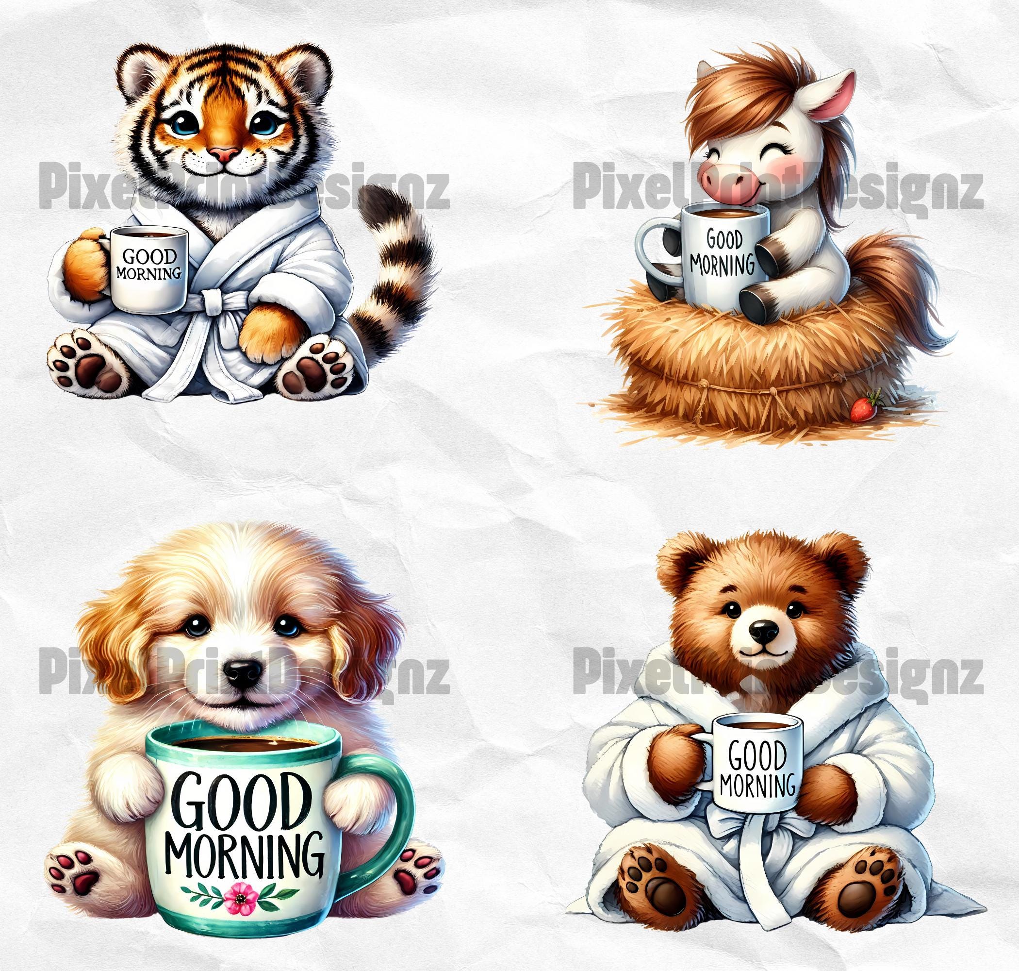 Cute Coffee Animal Clipart Bundle Coffee Graphics Funny Relatable Clip ...