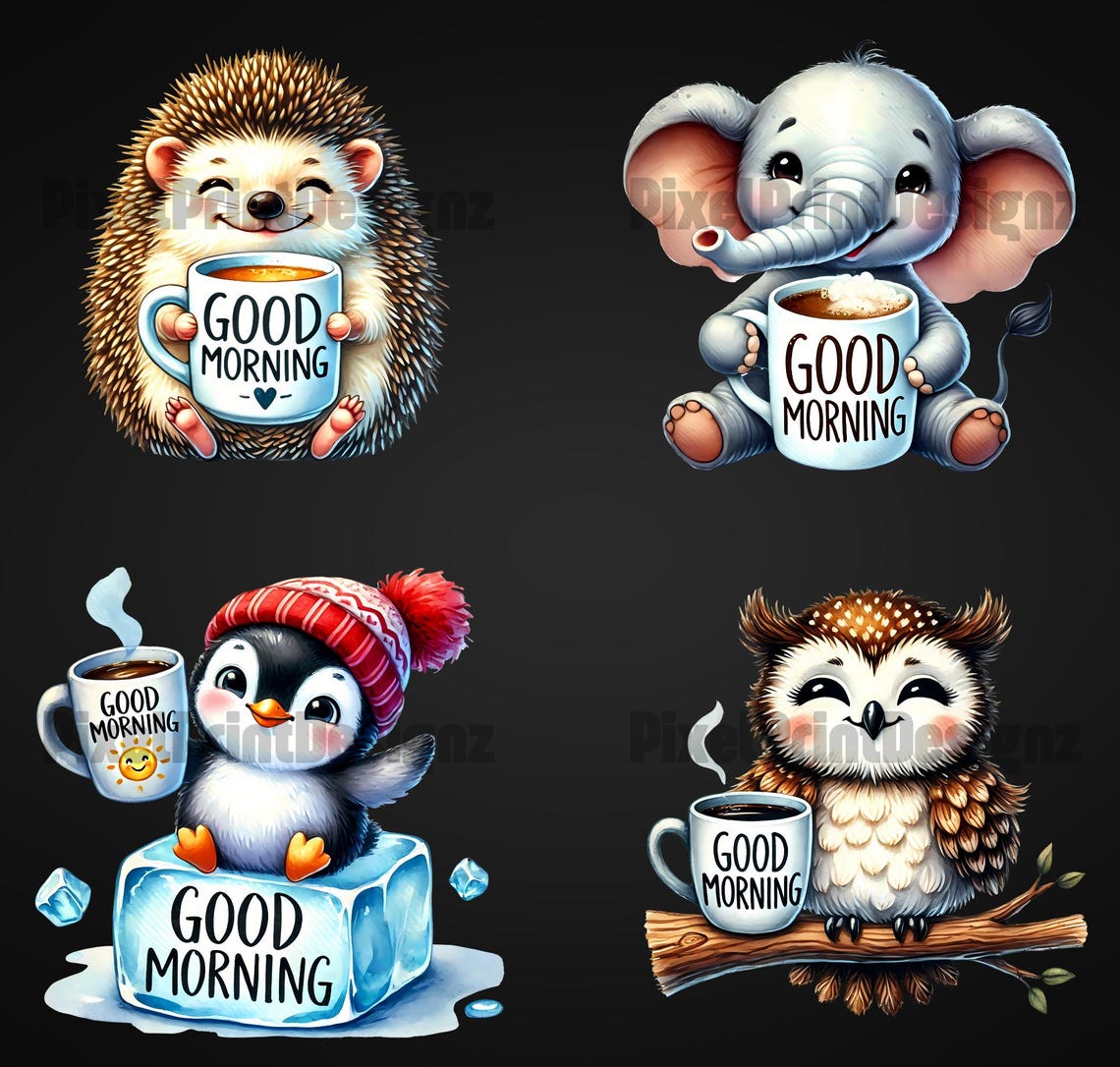 Cute Coffee Animal Clipart Bundle Coffee Graphics Funny Relatable Clip ...