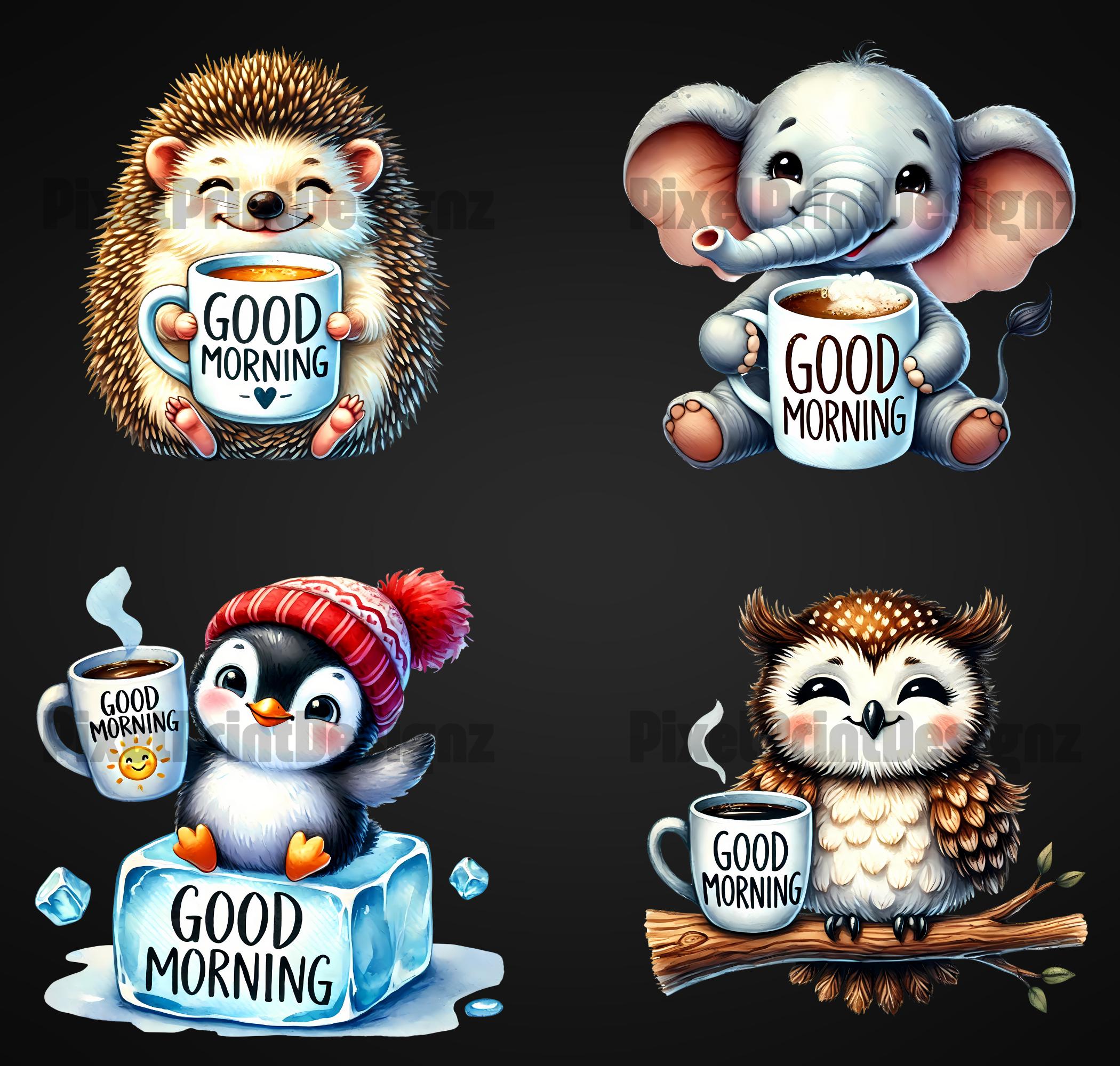 Cute Coffee Animal Clipart Bundle Coffee Graphics Funny Relatable Clip ...