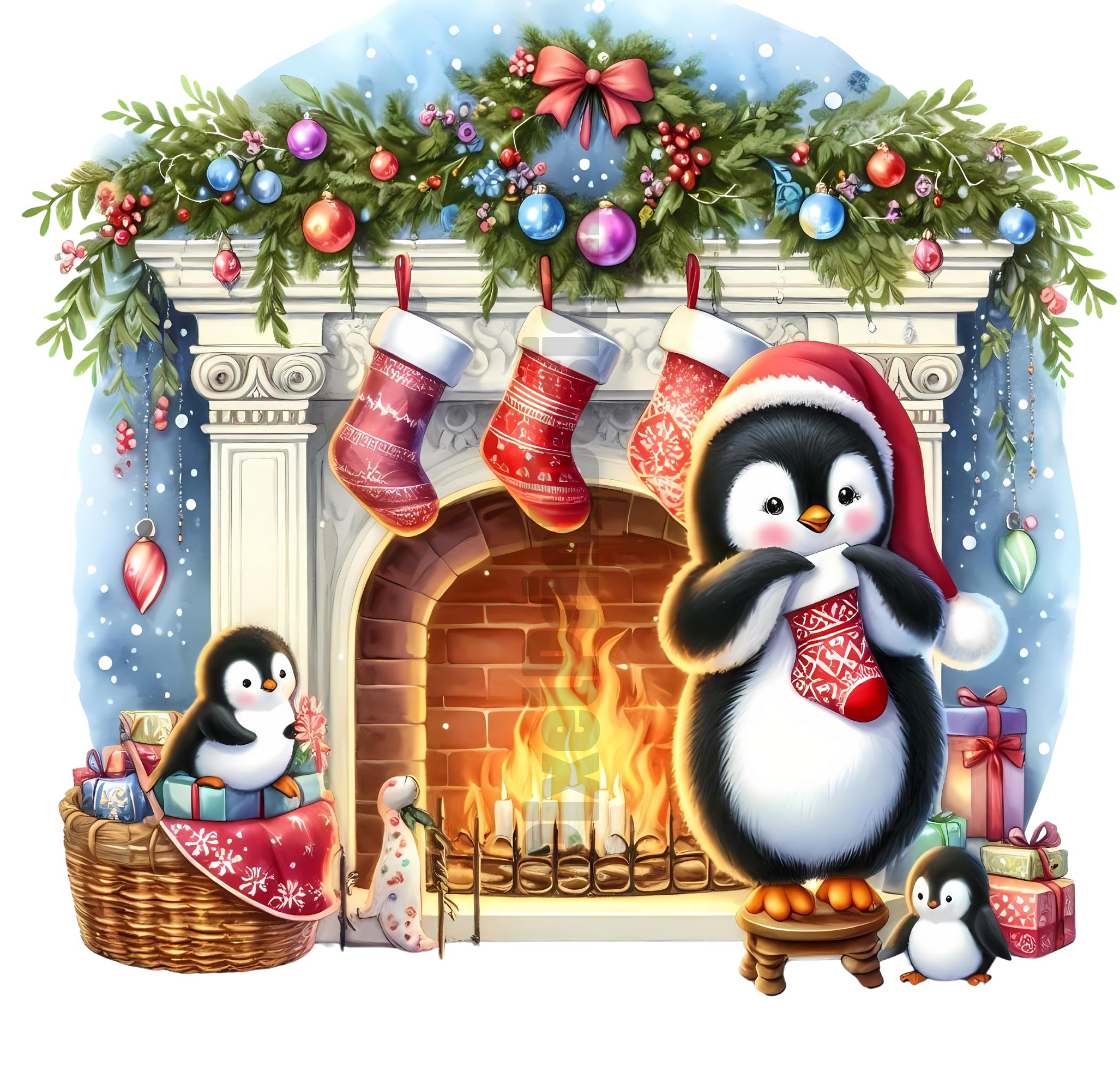 Cute Christmas Penguins Clipart Bundle, Watercolor Images, Merry ...