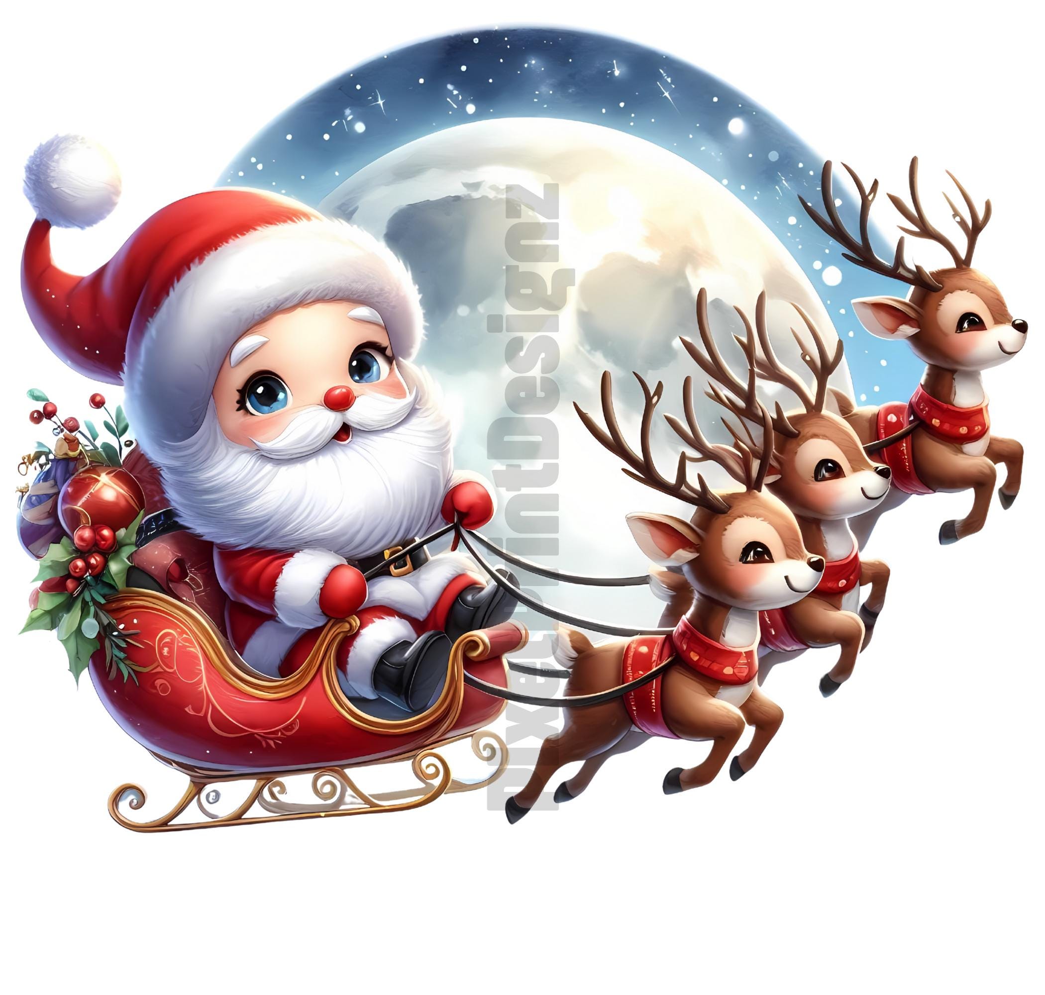 Cute Santa Claus Clipart Bundle, Watercolor Images, Adorable High ...