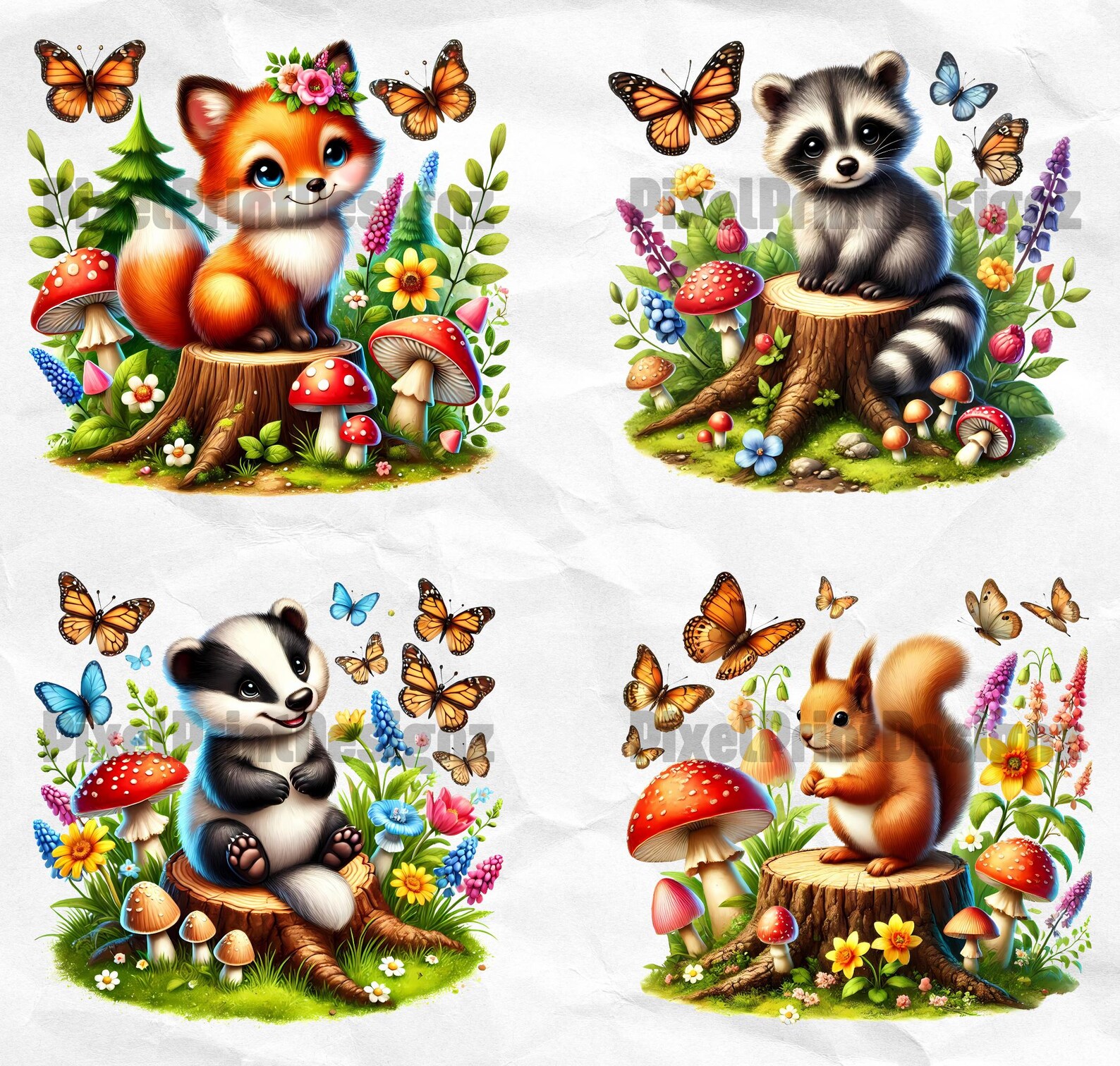 Cute Spring Animal Clipart Bundle Spring Animal Watercolor Graphic ...