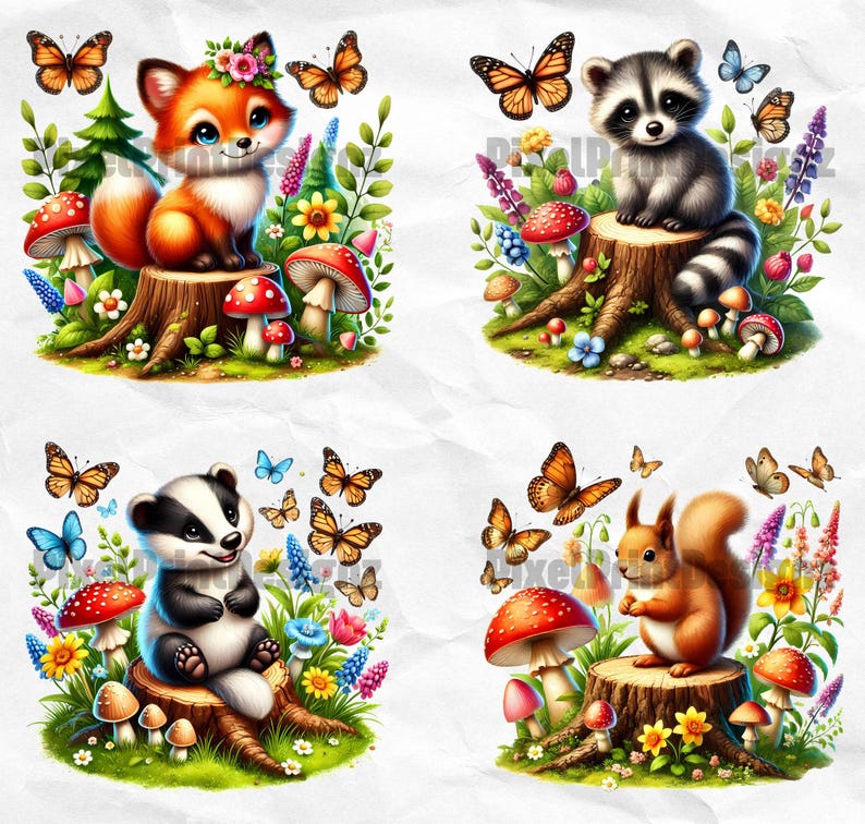 Cute Spring Animal Clipart Bundle Spring Animal Watercolor Graphic ...