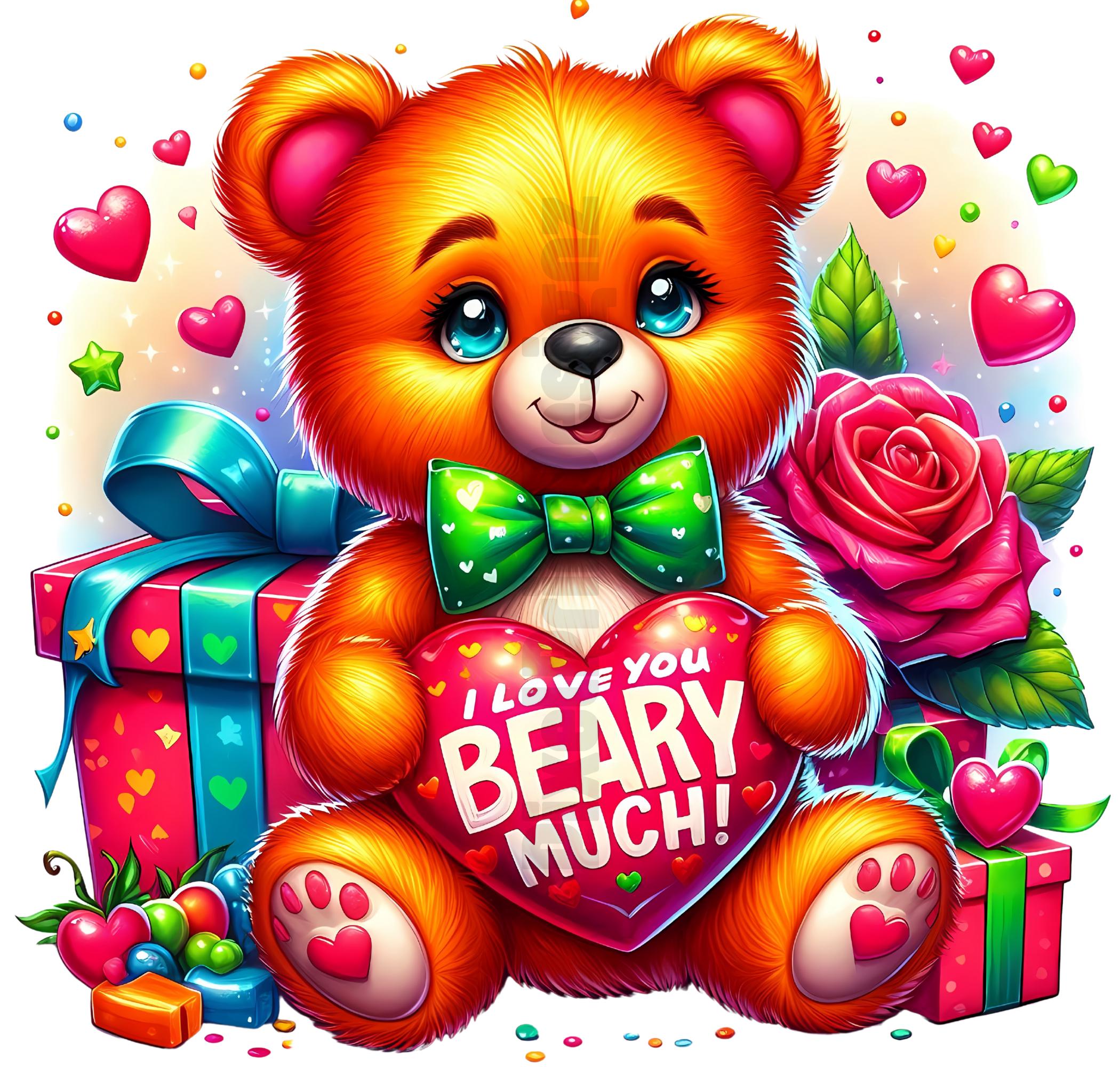 Cute Teddy Bear Clipart Love Art Neon Colors Digital Art Valentine ...