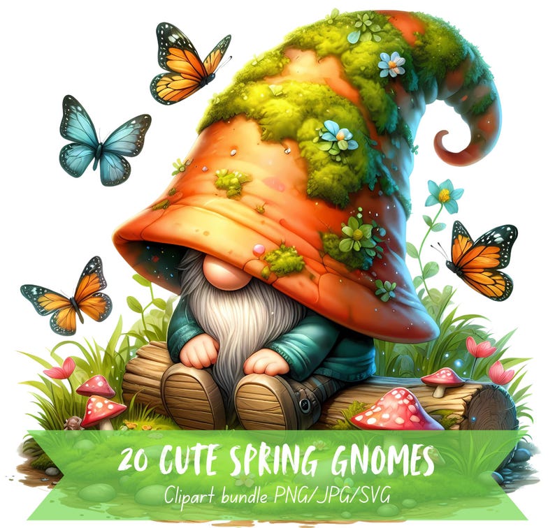 Cute Spring Gnomes Clipart Bundle, Nature Gnome Watercolor Graphics ...