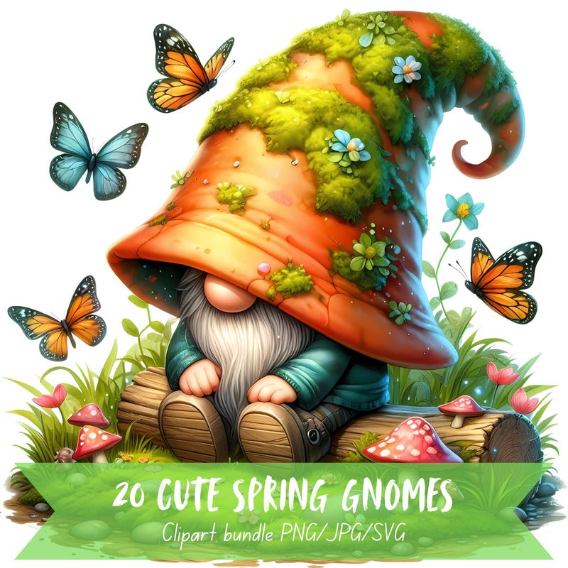 Spring Gnomes Clipart - Etsy
