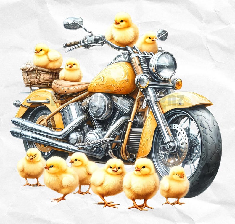 Easter Motorcycle Clipart Bundle, Easter Bunny Biker Graphics, Easter ...