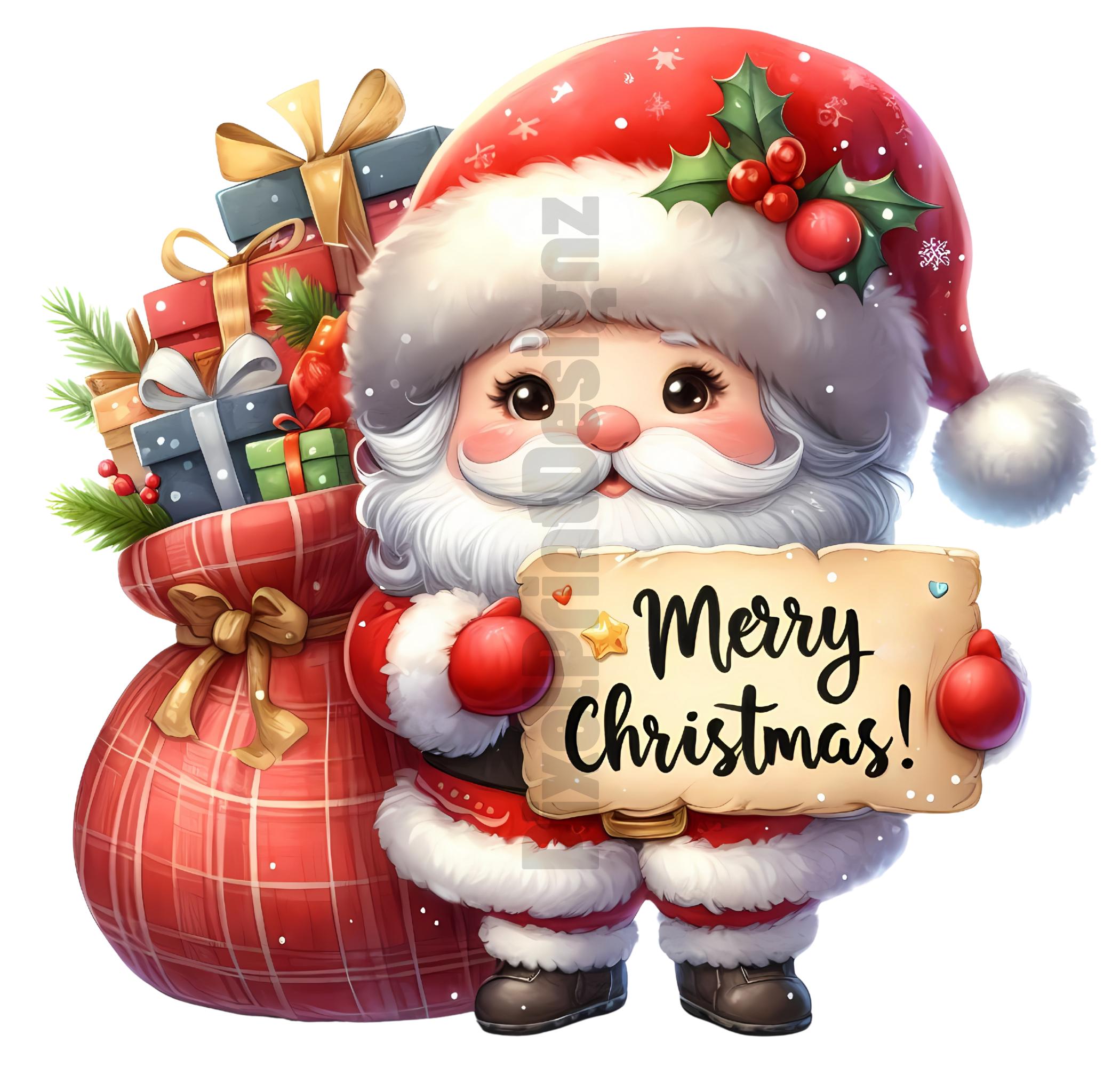 Cute Santa Claus Clipart Bundle, Watercolor Images, Adorable High ...