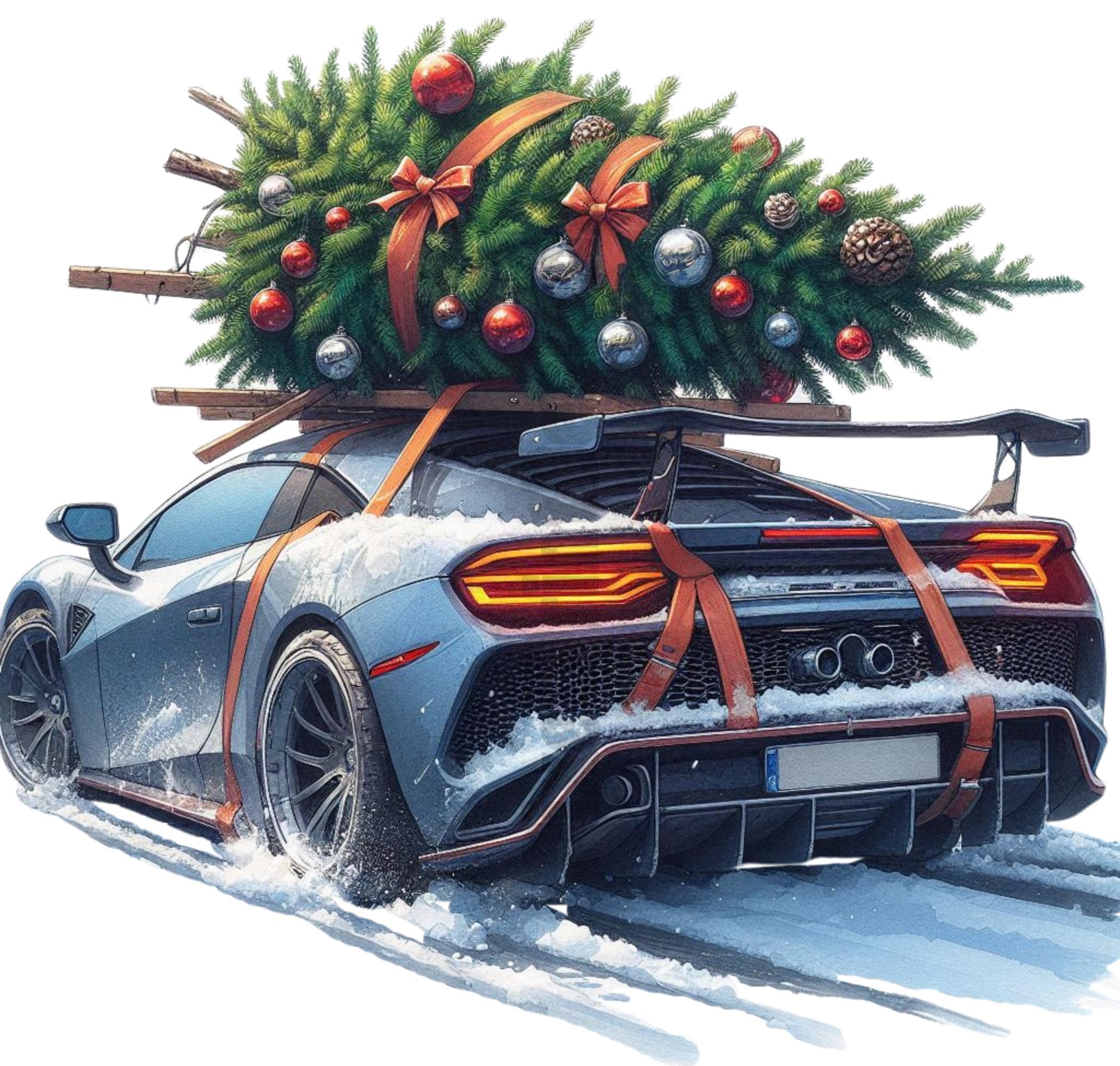 Christmas Sports Cars Clipart Bundle, Watercolor Images, Transparent ...