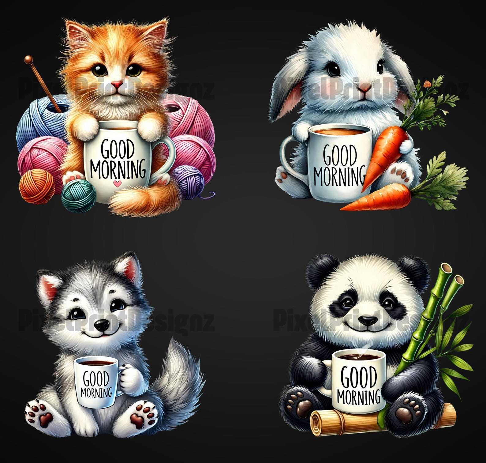 Cute Coffee Animal Clipart Bundle Coffee Graphics Funny Relatable Clip ...