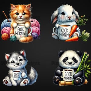 Cute Coffee Animal Clipart Bundle Coffee Graphics Funny Relatable Clip ...